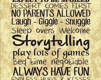 Nana & Papa's Rules Personalized Custom Made Aluminum Sign | Etsy