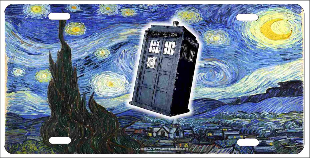 Van Gogh Starry Night Tardis Novelty Front License Plate Decorative ...