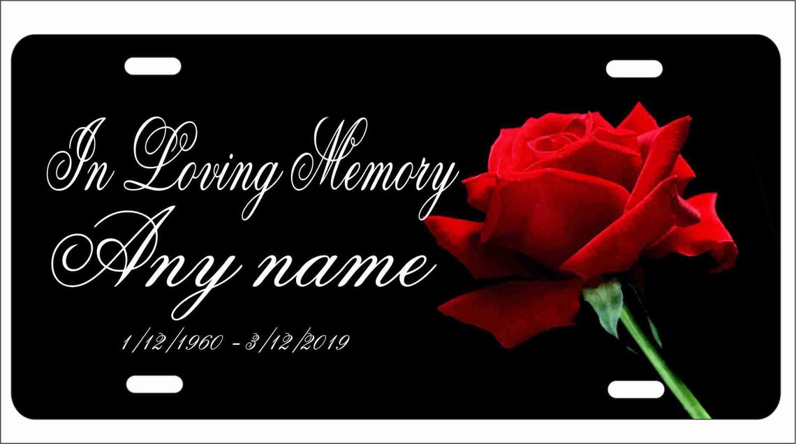 In Loving Memory Red Rose Personalized Custom Novelty License - Etsy