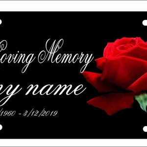 In Loving Memory Red Rose Personalized Custom Novelty License Plate ...
