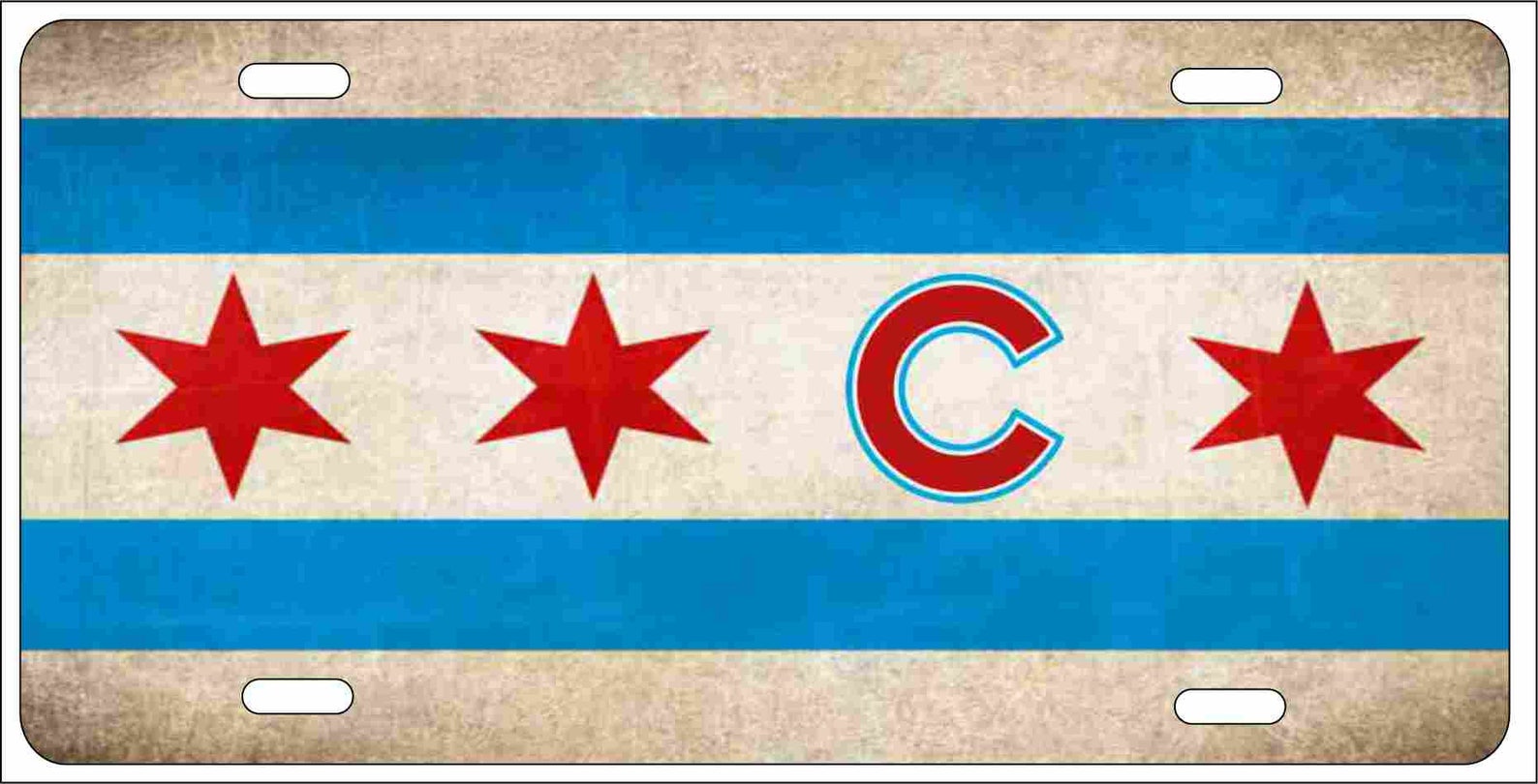 Chicago Flag Art Novelty Front License Plate Cubs Decorative | Etsy