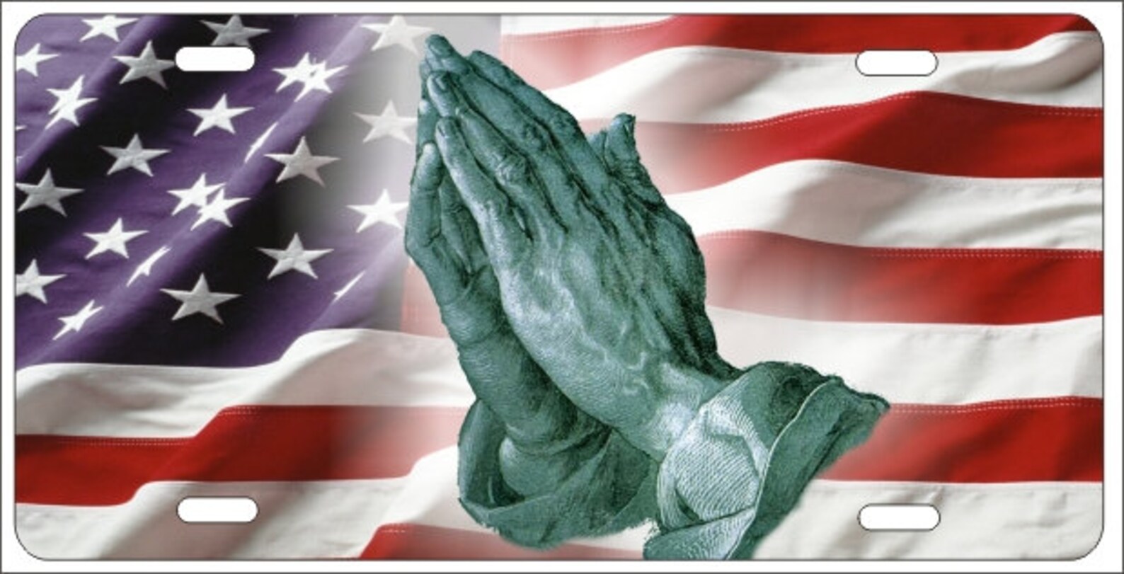 Praying Hands on American Flag Novelty Front License Plate United ...