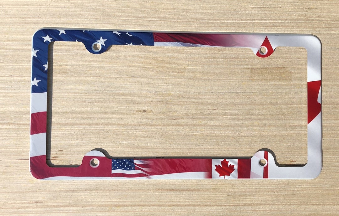 USA Canada Flags License Plate Frame Decorative License Plate Holder ...
