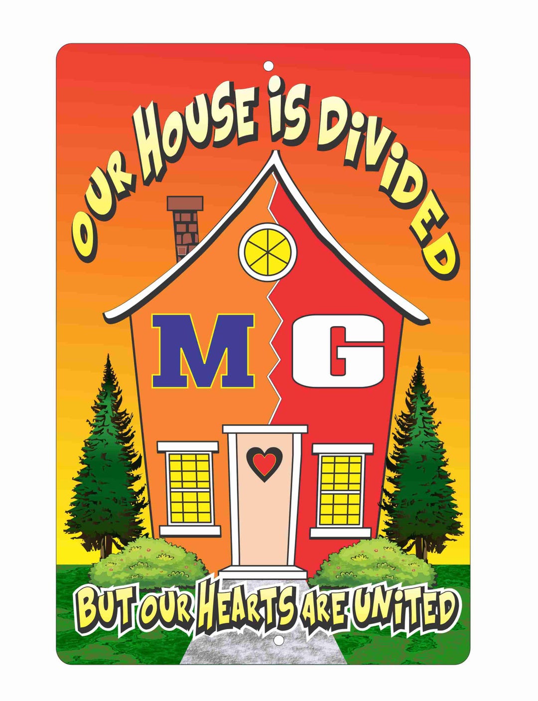 House Divided Hearts United Personalized Custom Aluminum Sign Any ...