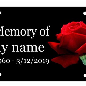 In Loving Memory Red Rose Personalized Custom Novelty License Plate ...