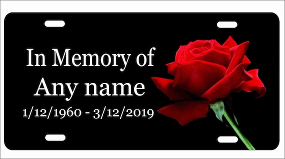 In Loving Memory Red Rose Personalized Custom Novelty License - Etsy