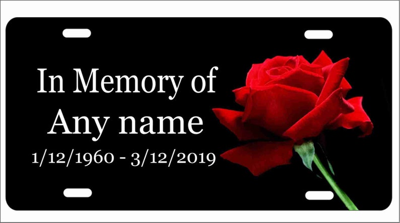 In Loving Memory Red Rose Personalized Custom Novelty License - Etsy