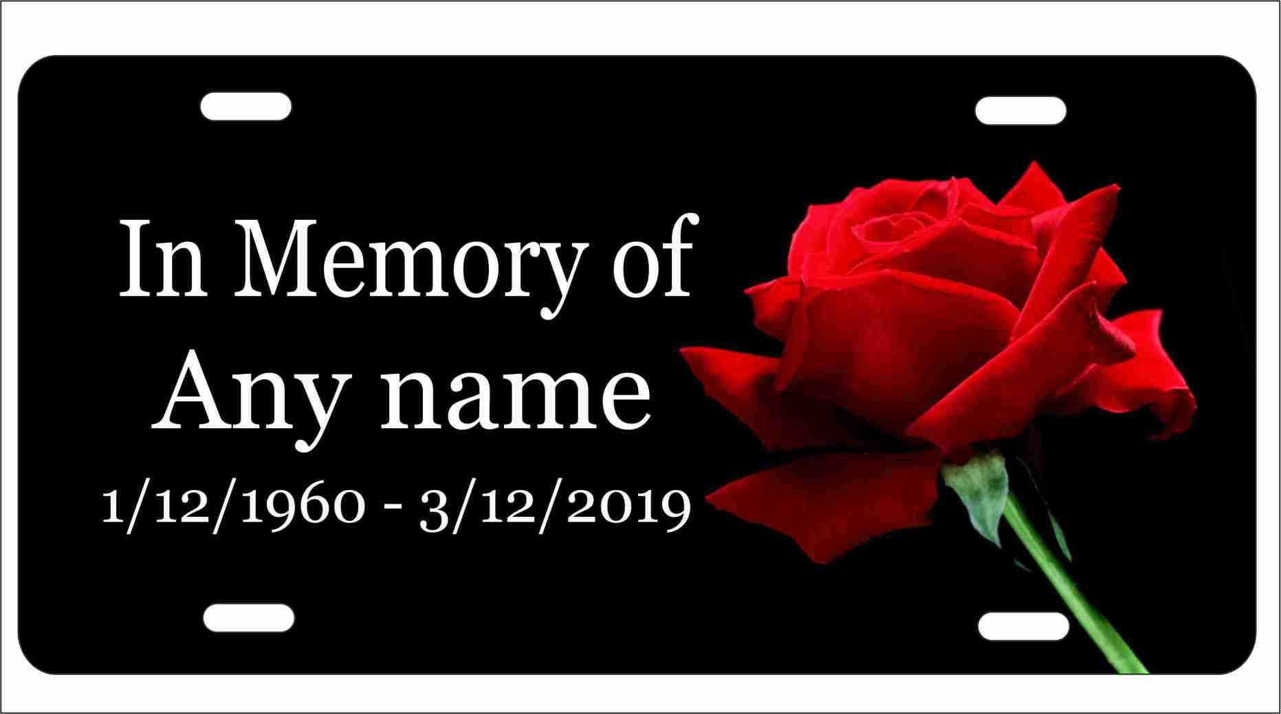 In Loving Memory Red Rose Personalized Custom Novelty License - Etsy