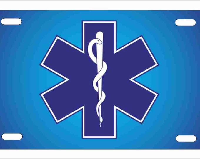 EMT Custom License Plate Custom Car Tag EMS Star of Life Distressed ...