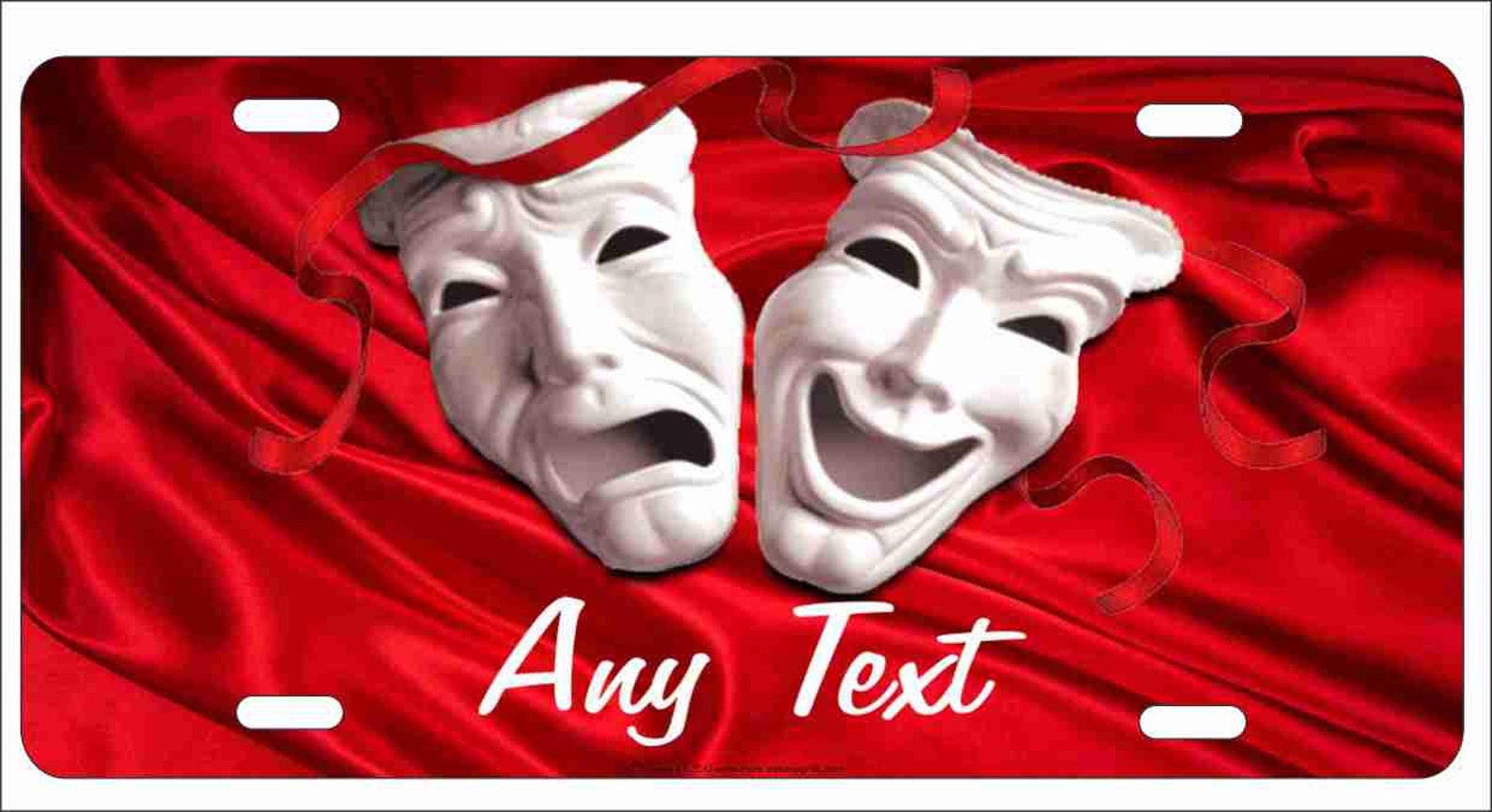 Theatre Masks Comedy Tragedy on Red Silk Personalized Novelty Front ...
