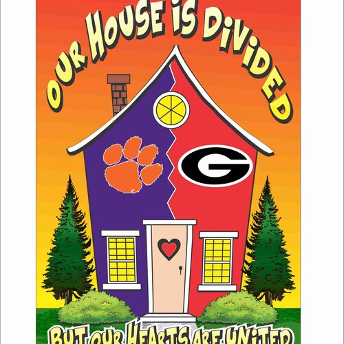 House Divided Hearts United Football Sign - Etsy