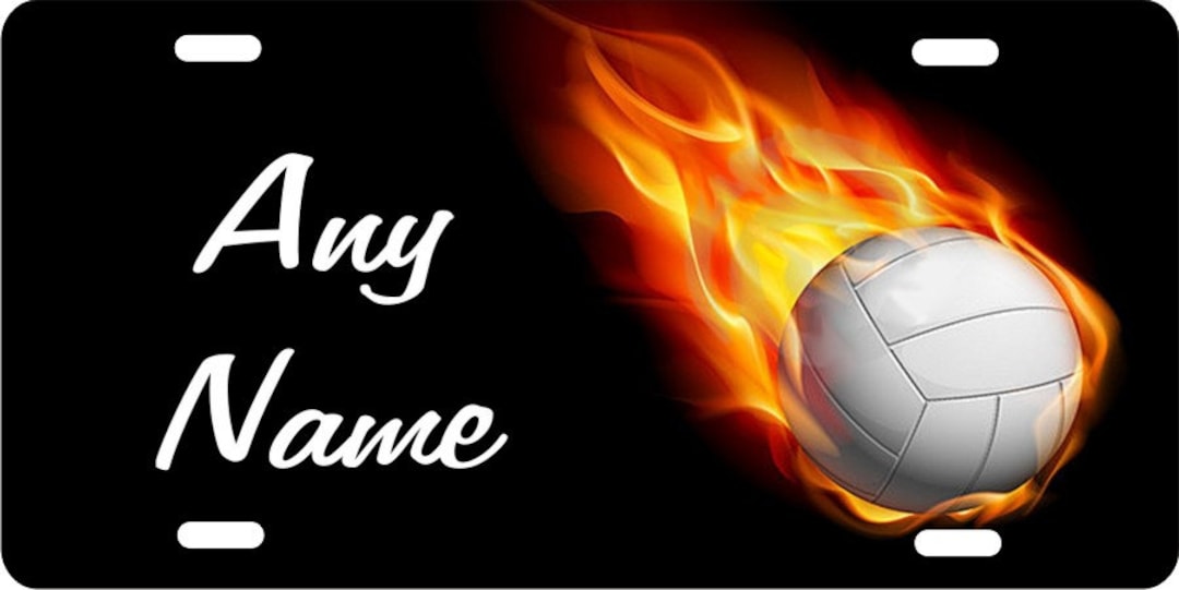 Custom Personalized License Plate Volleyball in Flames - Etsy