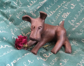 Clay dog sculpture | Etsy