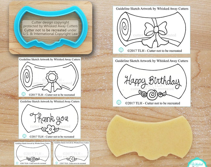 Rolled Graduation Diploma Cookie Cutter With Bow, Foil Ribbon or Wax ...