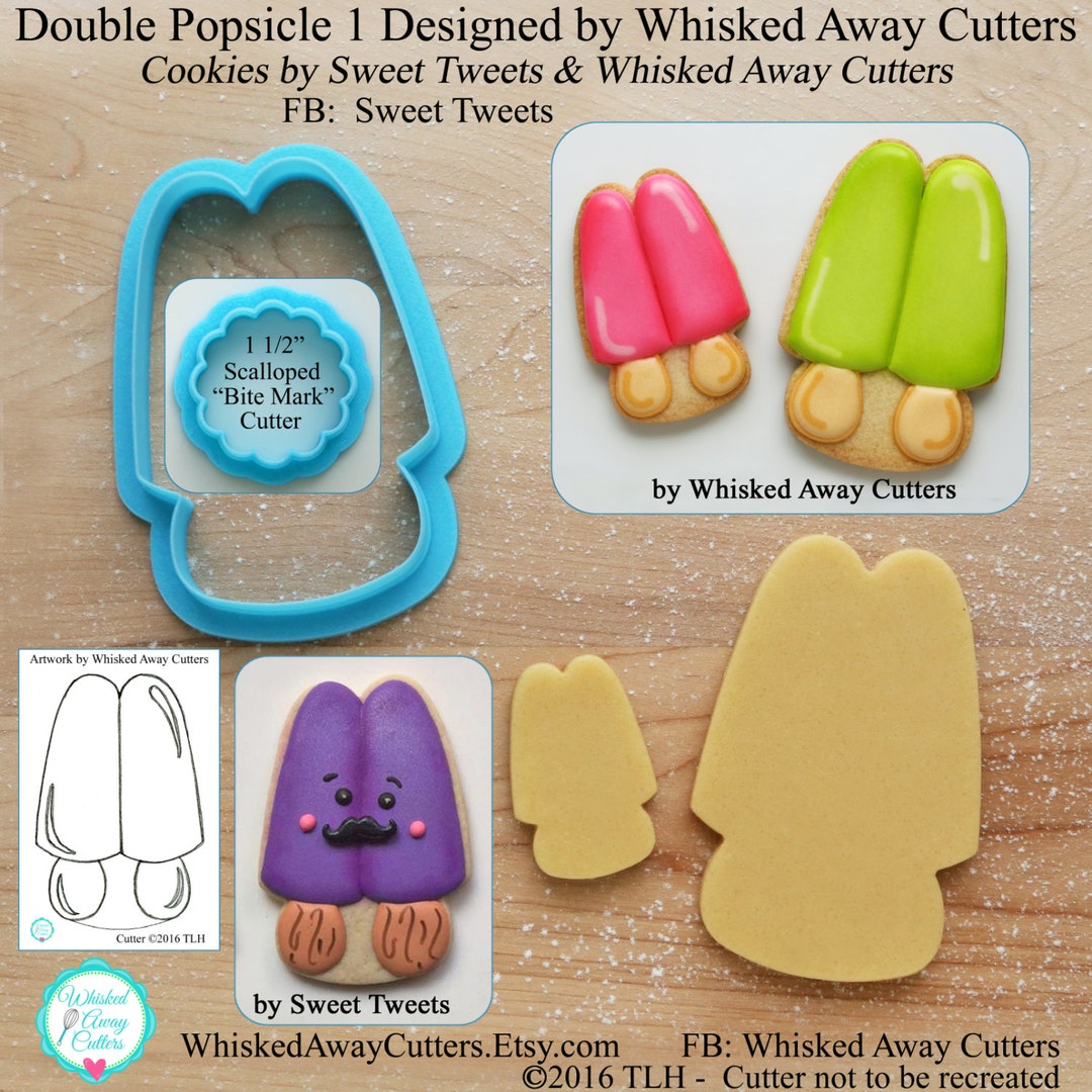 Double Popsicle 1 (stick Area Included) Cookie Cutter & Fondant Cutter ...