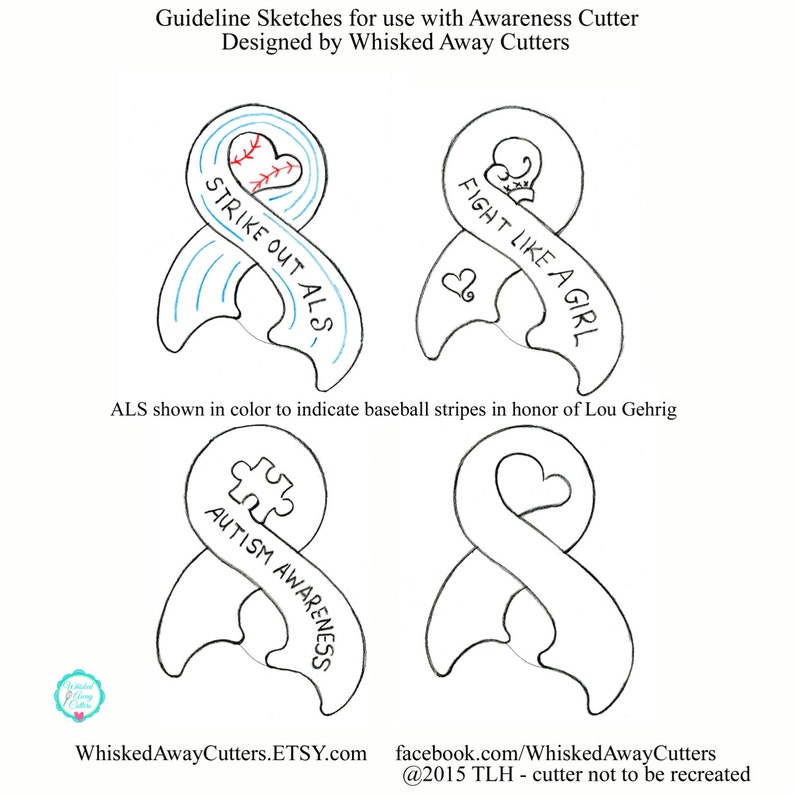 Awareness Ribbon Cookie Cutter and Fondant Cutter - Four Designs ...