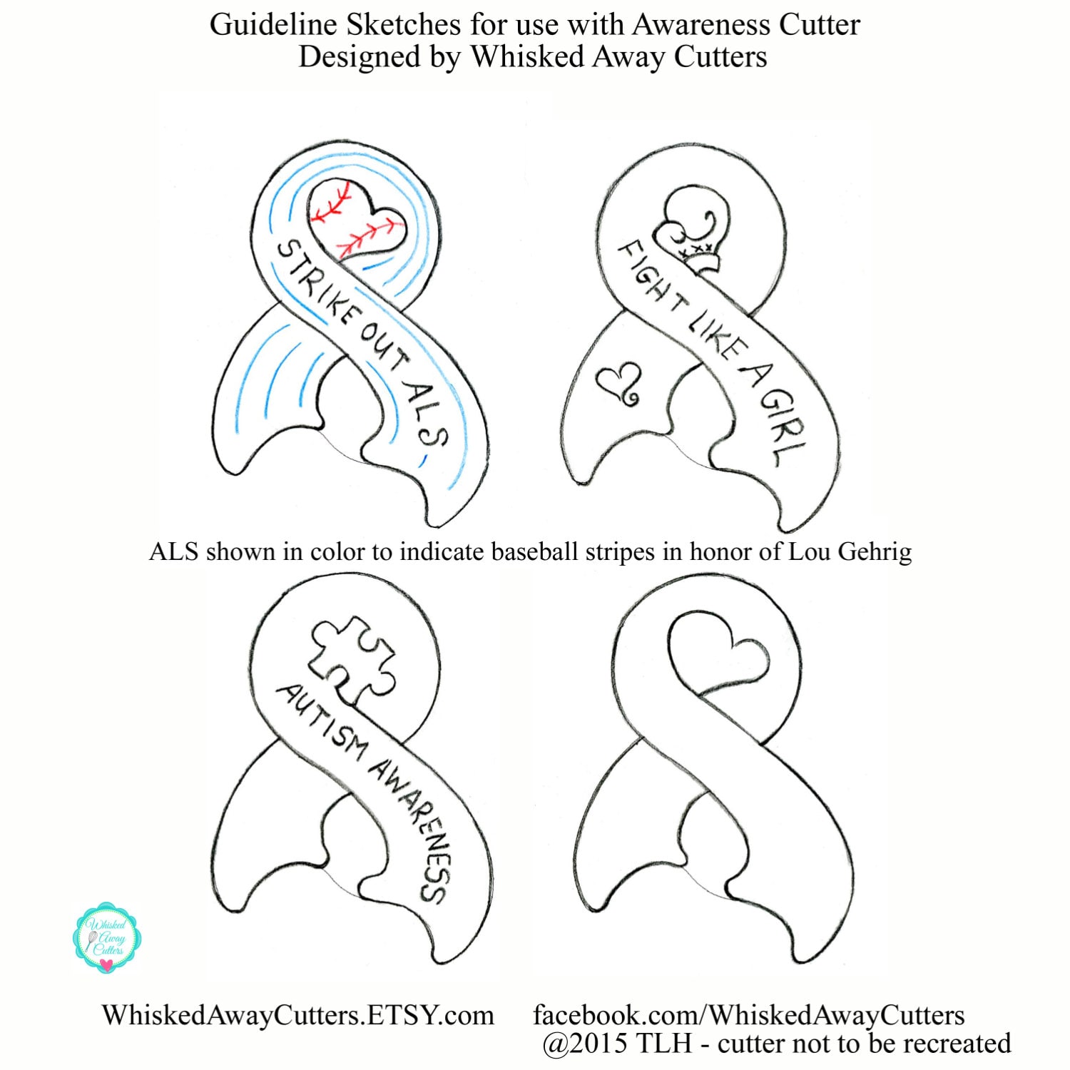 Awareness Ribbon Cookie Cutter and Fondant Cutter - Four Designs ...