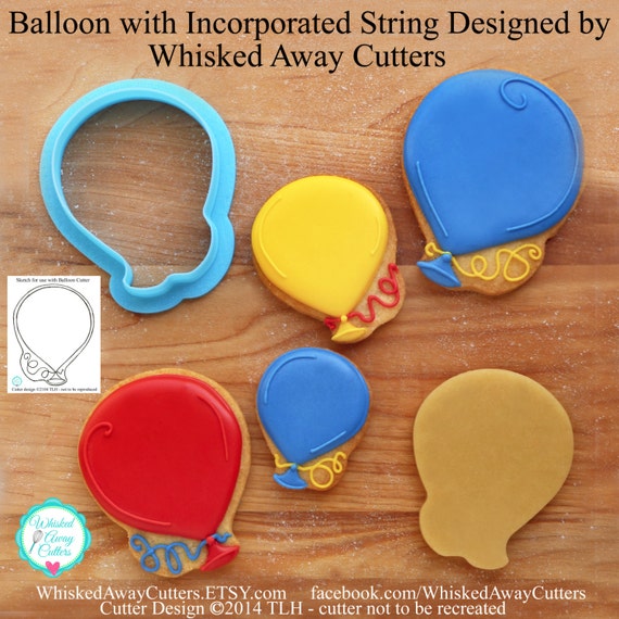 Balloon With Incorporated String Cookie Cutter guideline | Etsy