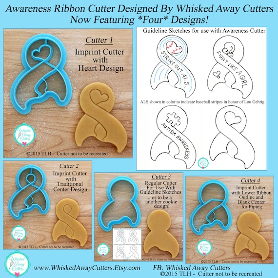 Awareness Ribbon Cookie Cutter and Fondant Cutter Four | Etsy