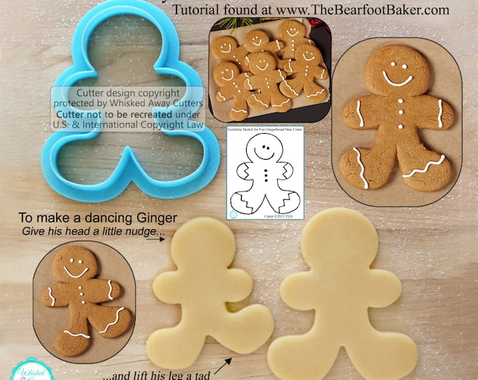 Fun Gingerbread Man Cookie Cutter & Fondant Cutter Designed by - Etsy