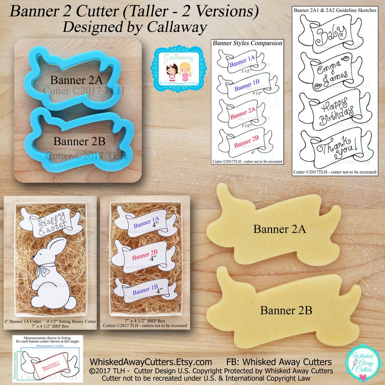 Banner 2 Cookie Cutter and Fondant Cutter (taller) Designed by Callaway ...