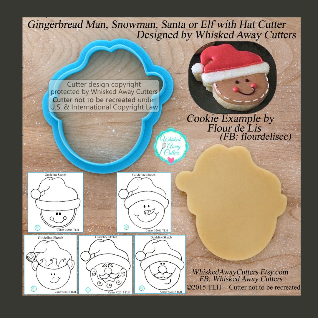 Gingerbread Man Snowman Santa & Elf With Hat Cookie Cutter - Etsy