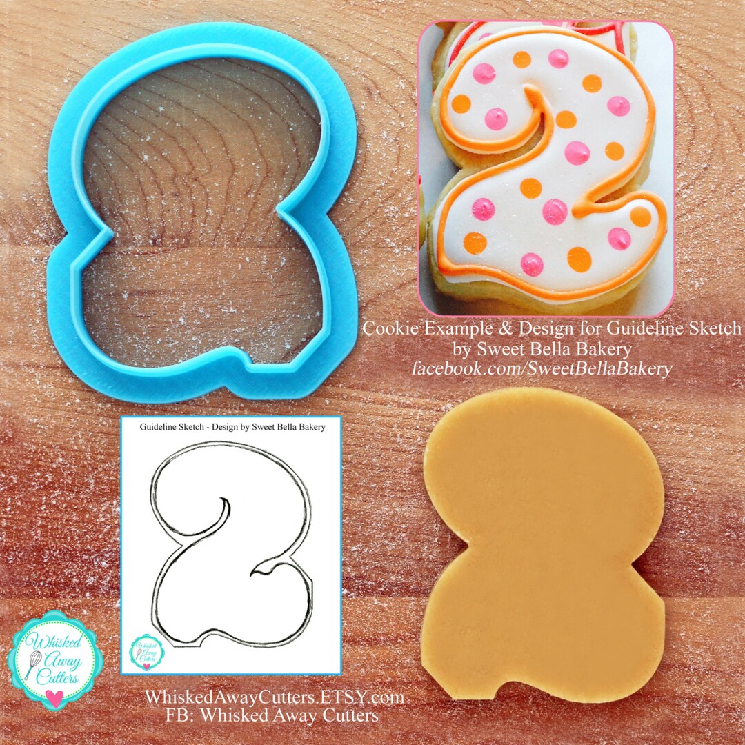 The Number Two Cookie Cutter & Fondant Cutter - **guideline Sketch to ...
