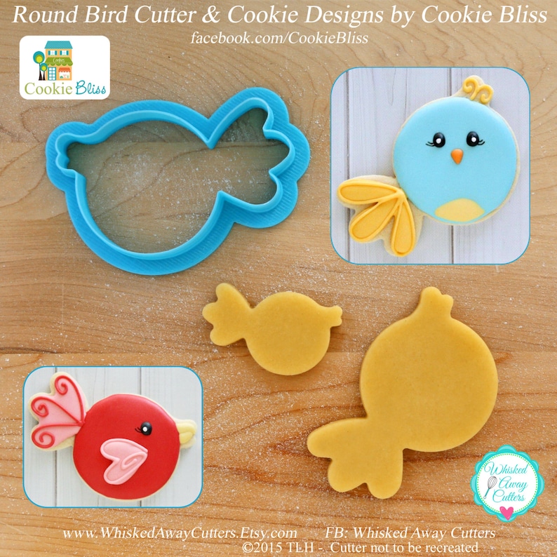 Round Bird Cookie Cutter & Fondant Cutter by Cookie Bliss - Etsy
