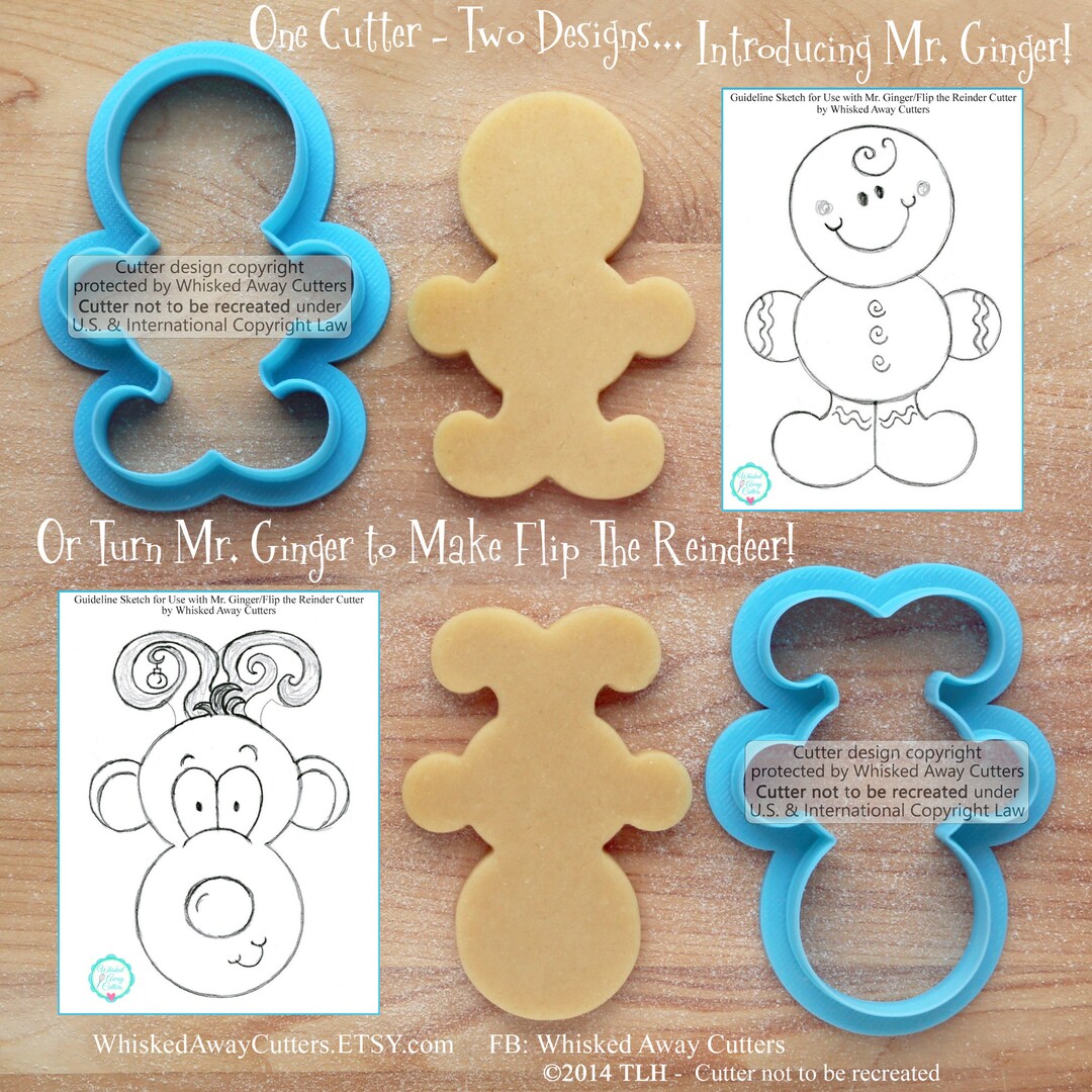 Gingerbread Man and Reindeer Cookie Cutter & Fondant Cutter ...