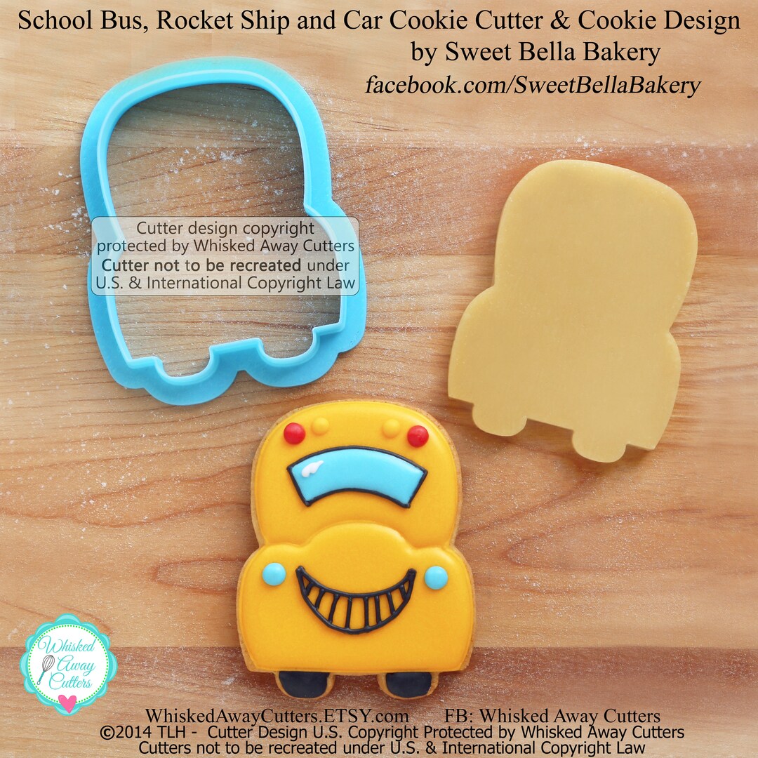 School Bus, Rocket Ship and Car Cookie Cutter and Fondant Cutter - Etsy