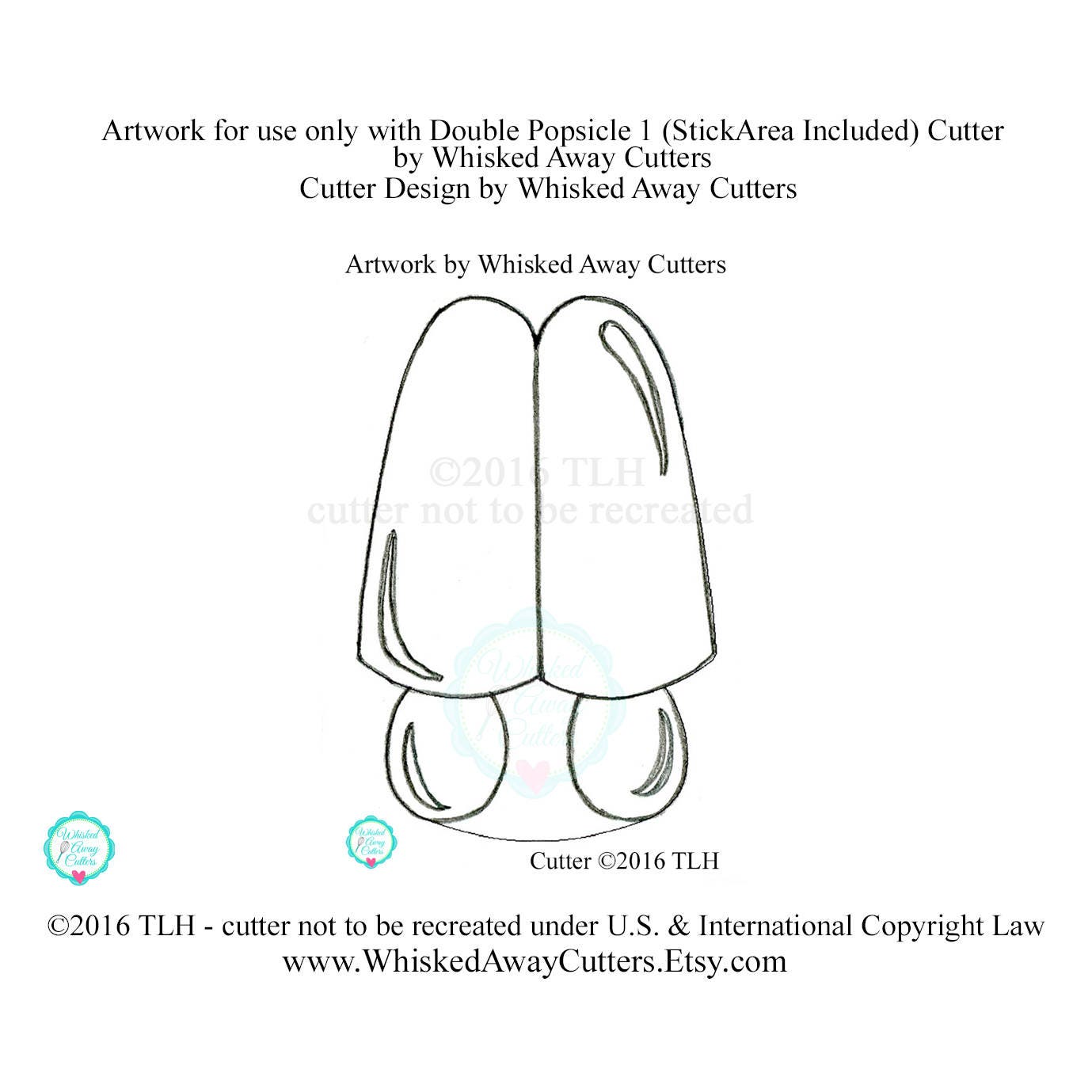 Double Popsicle 1 (stick Area Included) Cookie Cutter & Fondant Cutter ...