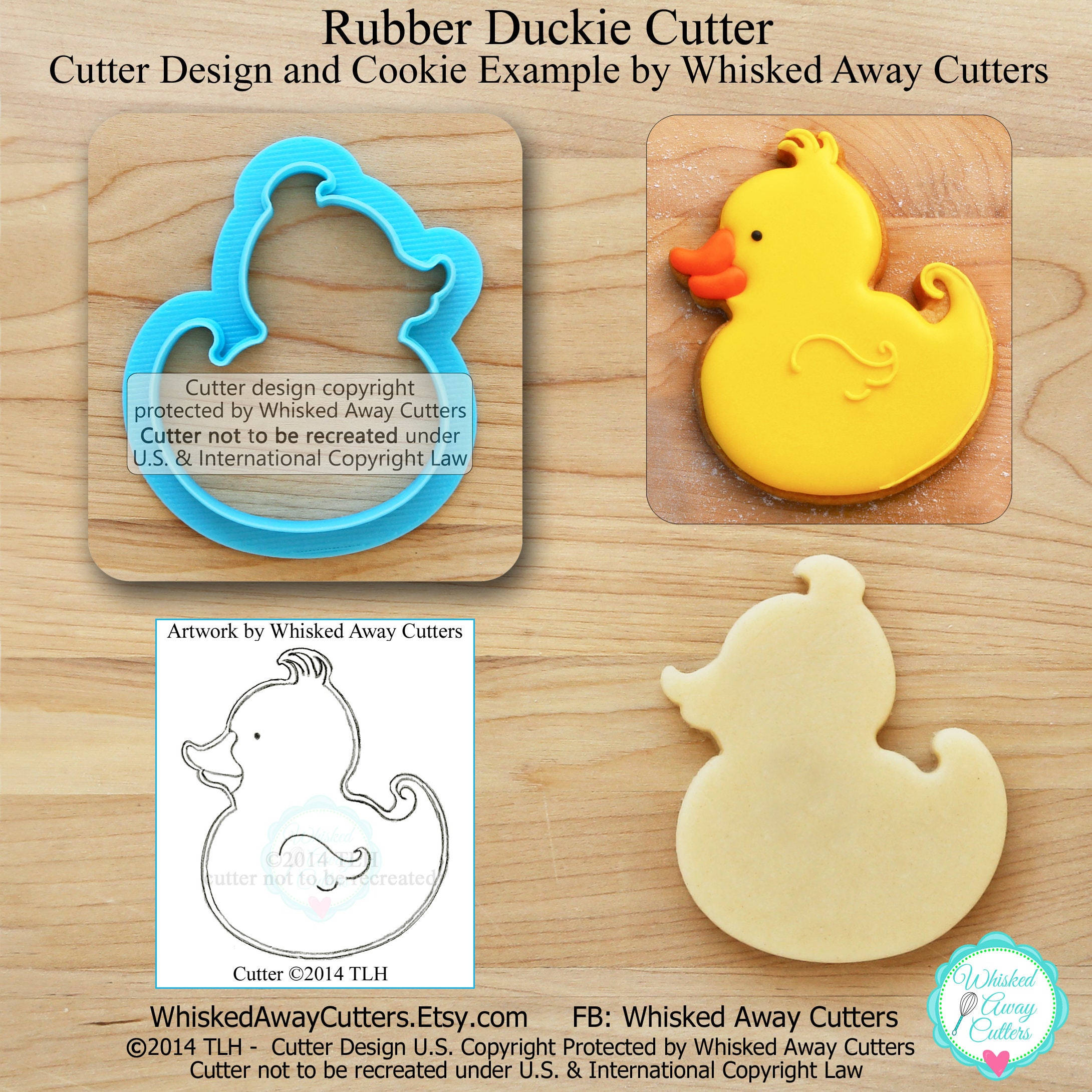 Rubber Duckie Cookie Cutter and Fondant Cutter - **guideline Sketch to ...
