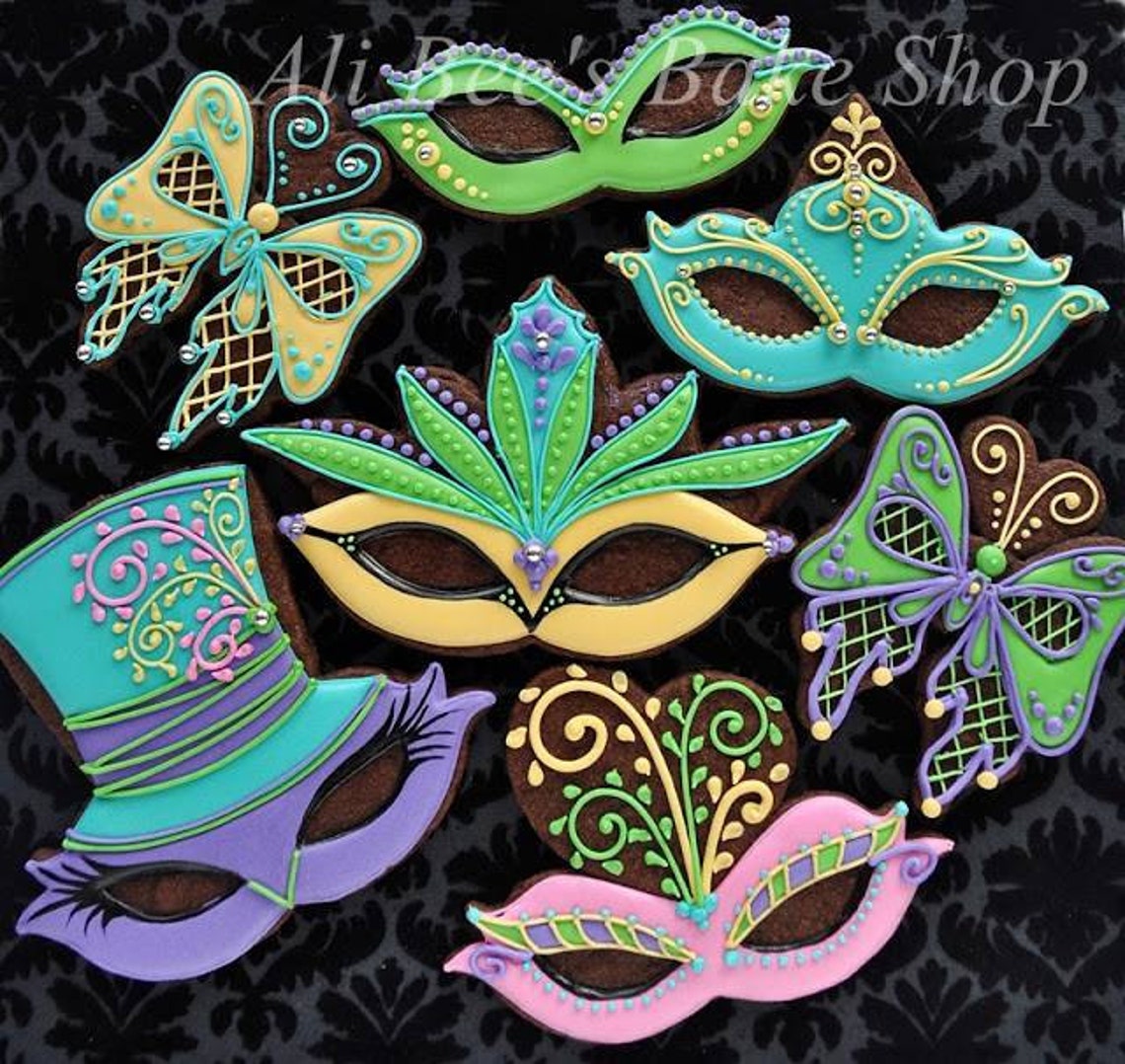 Mardi Gras Mask 6 Cookie Cutter & New Year's Mask 6 Cookie Cutter ...