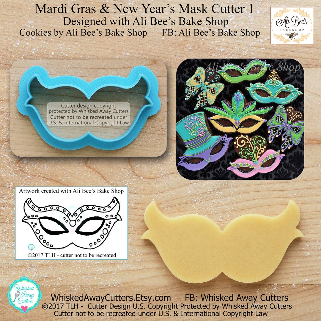 Mardi Gras Mask 1 Cookie Cutter & New Year's Mask 1 Cookie Cutter ...