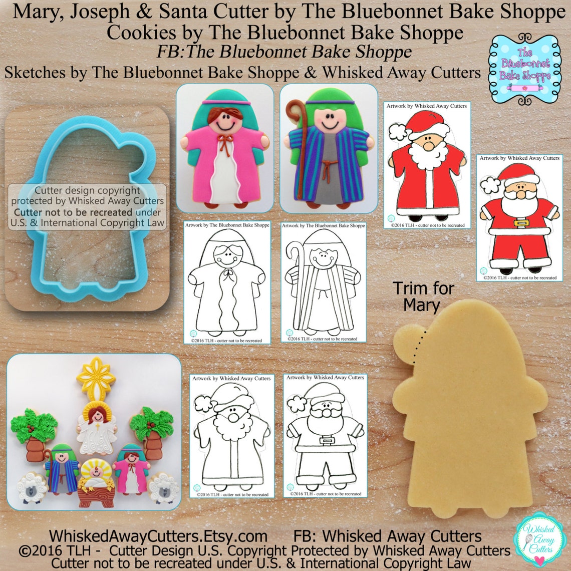 Santa Cutter Mary and Joseph Cookie Cutter Nativity Cutter | Etsy