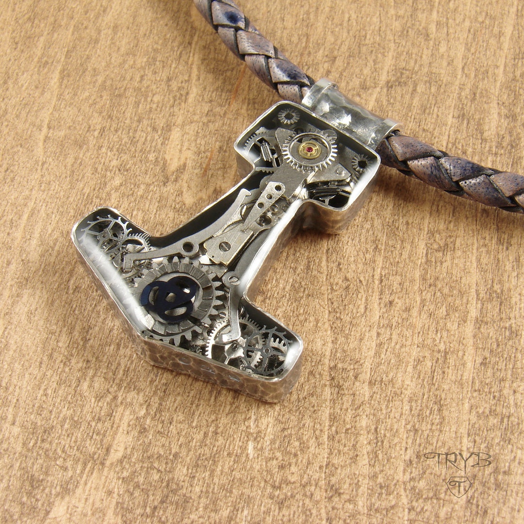 Thor's Hammer Mjolnir Men's Necklace Hand Made From Sterling Silver and ...
