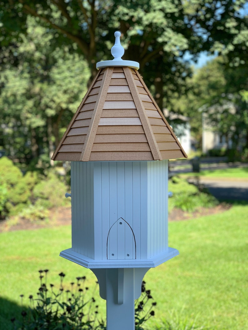 Large Outdoor Hexagon Birdhouse With Hand Cut Cedar Clapboard Roof ...