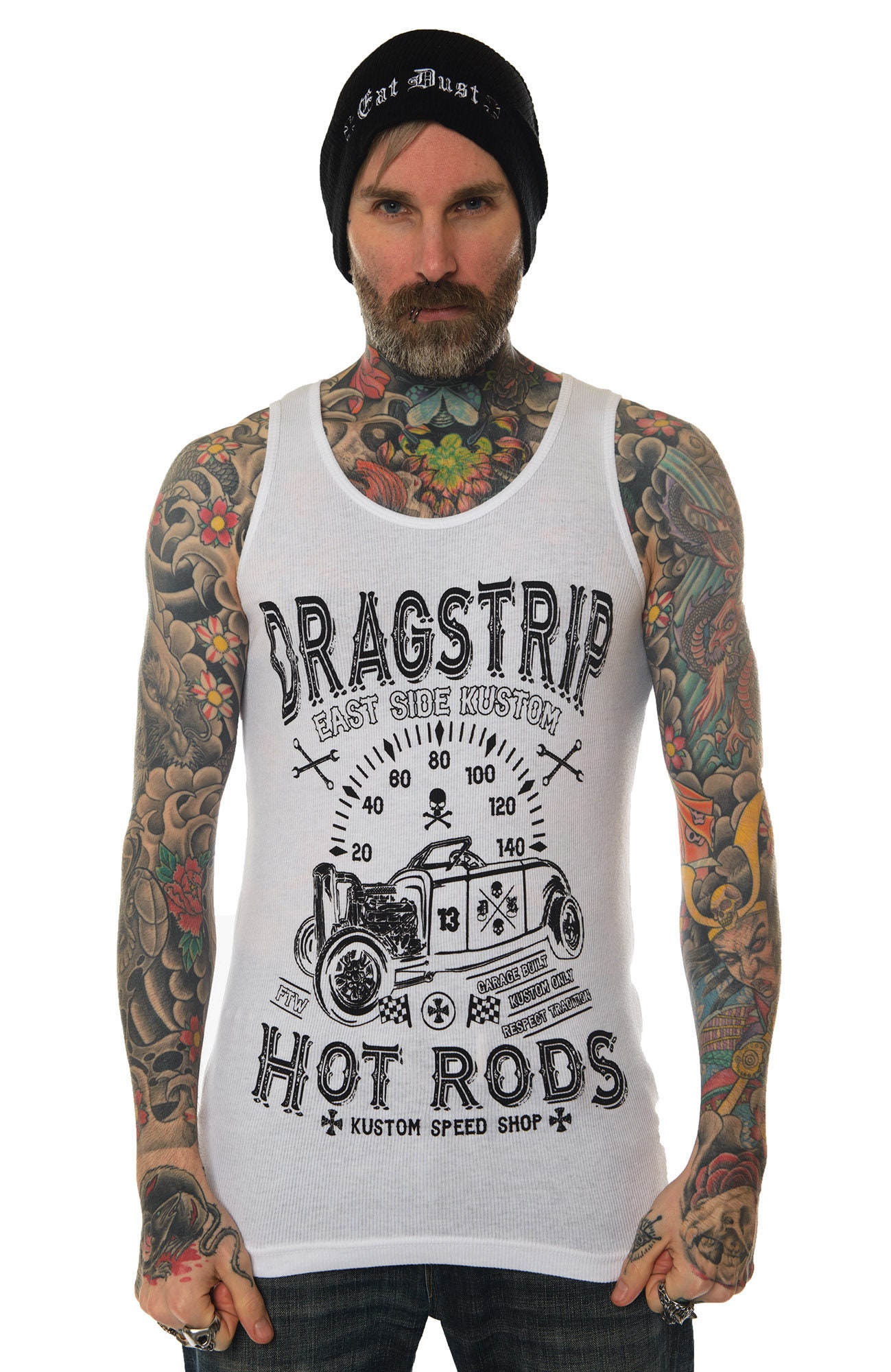 Dragstrip Clothing East Side Kustom White Wife Beater - Etsy