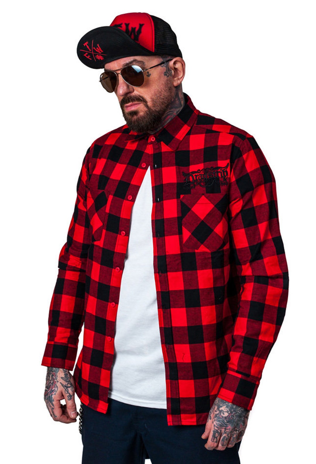 Dragstrip Kustom Checkered Lumber Jack Shirt in Black & Red - Etsy