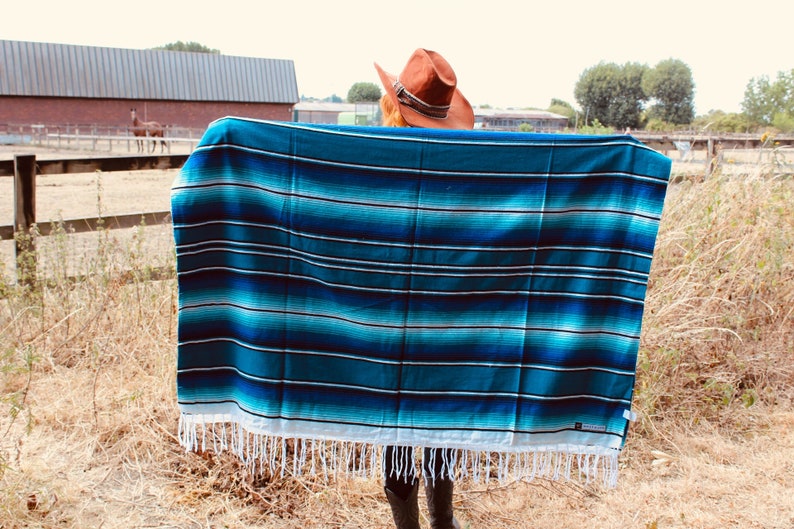 Biker Roll up Tote Wrap With Blue Serape Mexican Blanket - Etsy
