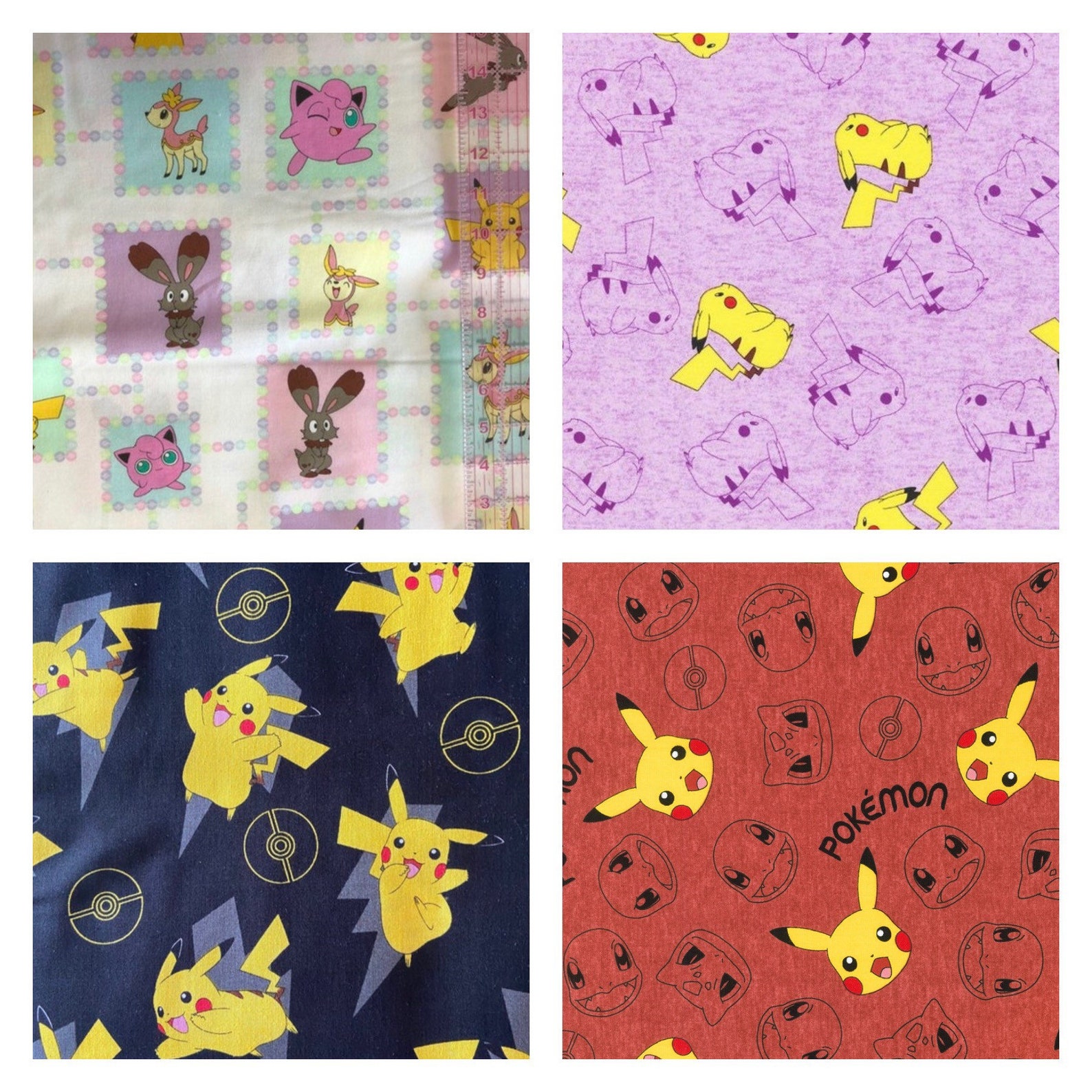 1/2 Yard Pokemon Fabric / Pokemon Block Fabric / Pokemon Toss Fabric ...