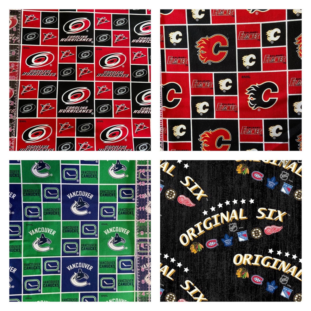 1/2 Yard NHL Fabric Cotton / Vancouver Canuks / Calgary Flames - Etsy