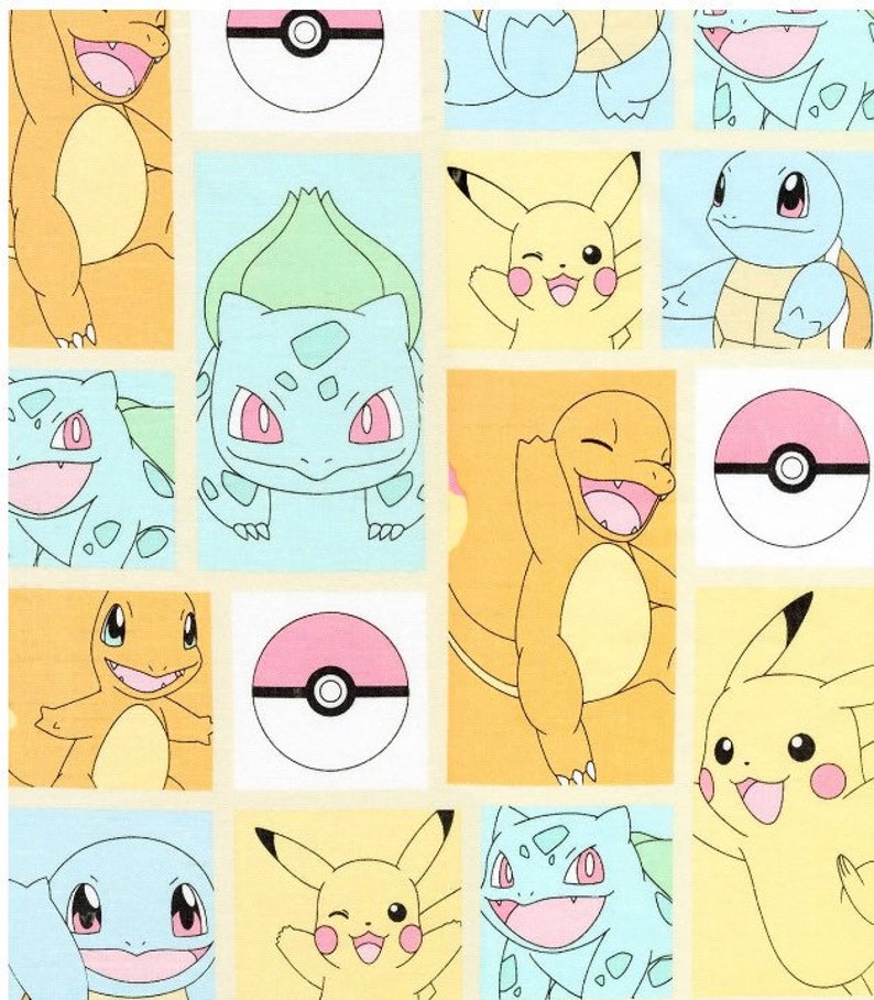 1/2 Yard Pokemon Fabric / Pokemon Block Fabric / Pokemon Toss | Etsy Canada