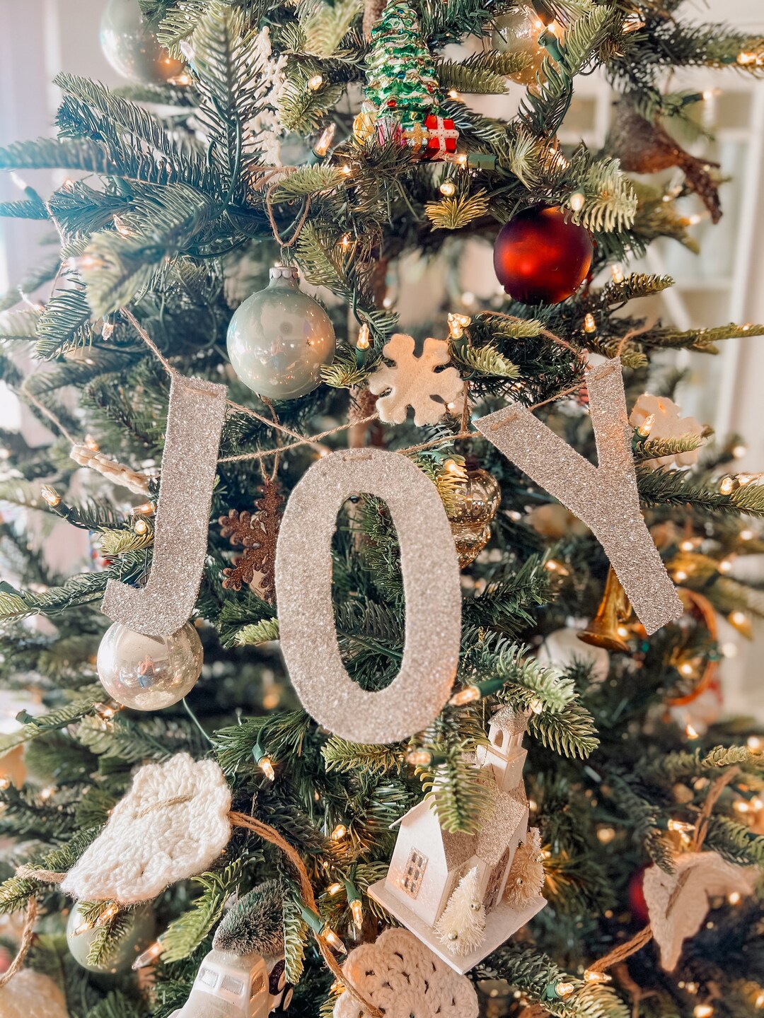 Handmade Glitter Joy Garland: Christmas Holiday Decor - Etsy