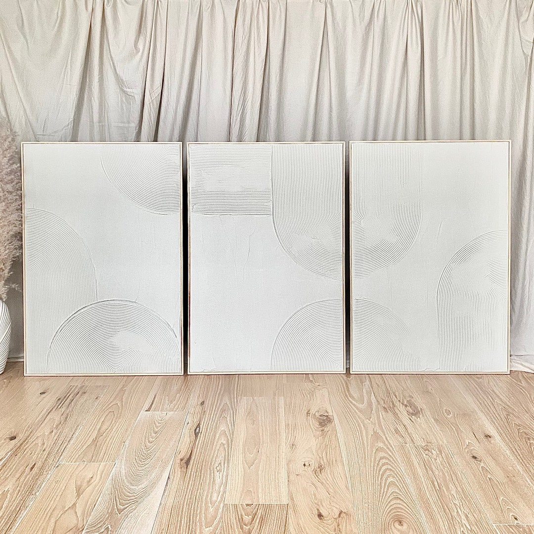 Set of 3 Framed Abstract Plaster Wall Art | 3d Wall Art | Plaster Art ...