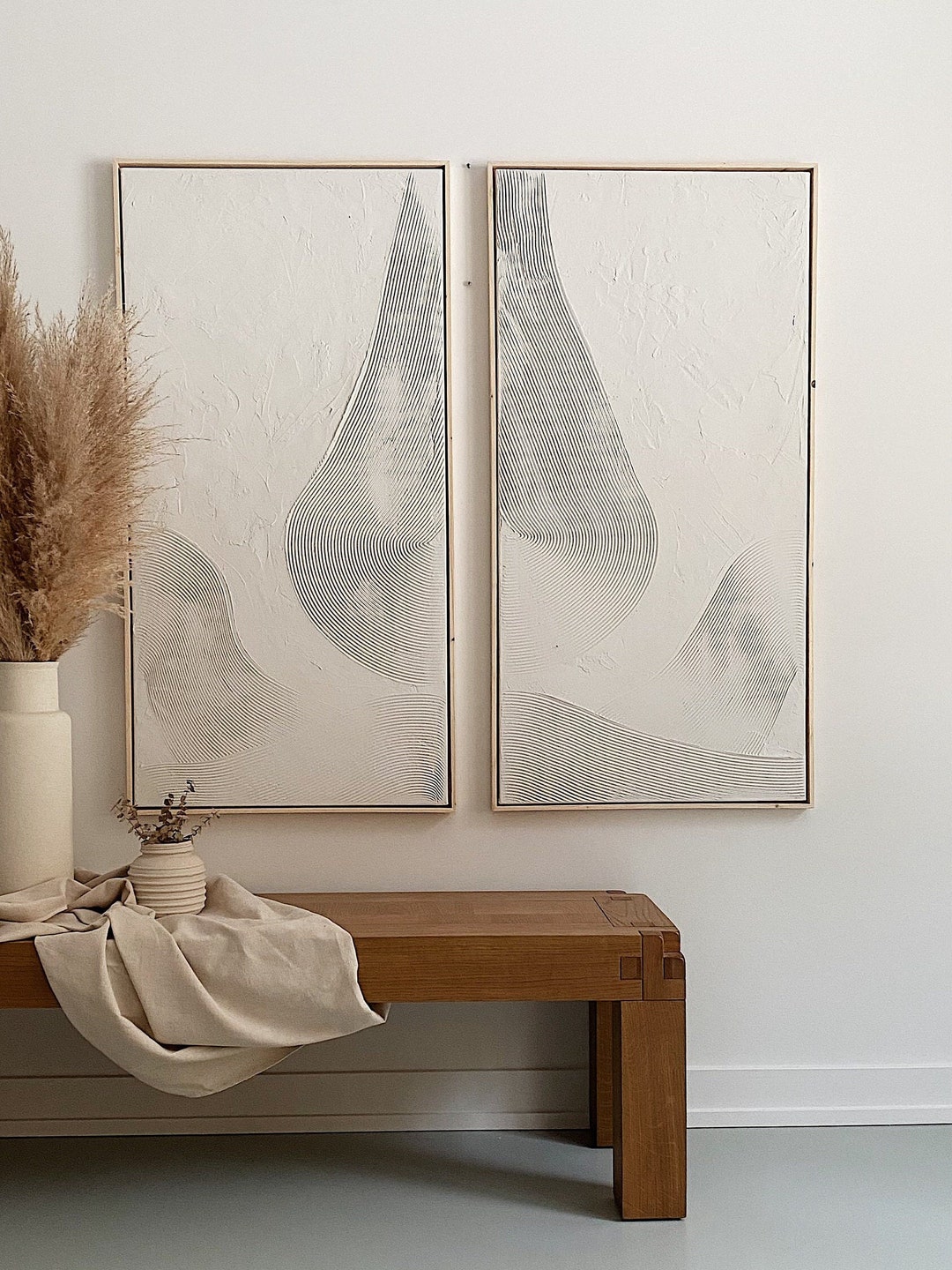 Set of 2 Framed Abstract Plaster Wall Art | 3d Wall Art | Plaster Art ...