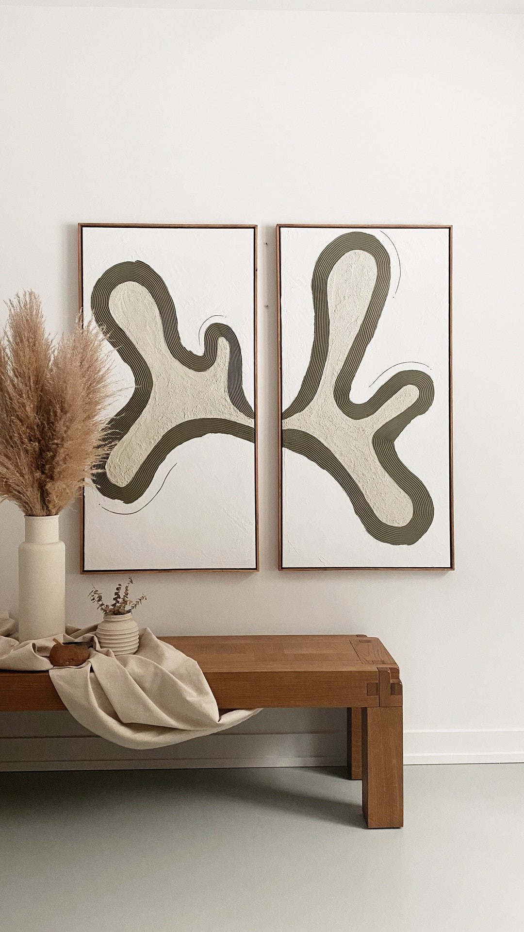 Set of 2 Oversized Abstract Plaster Wall Art | 3d Art | Plaster Art ...