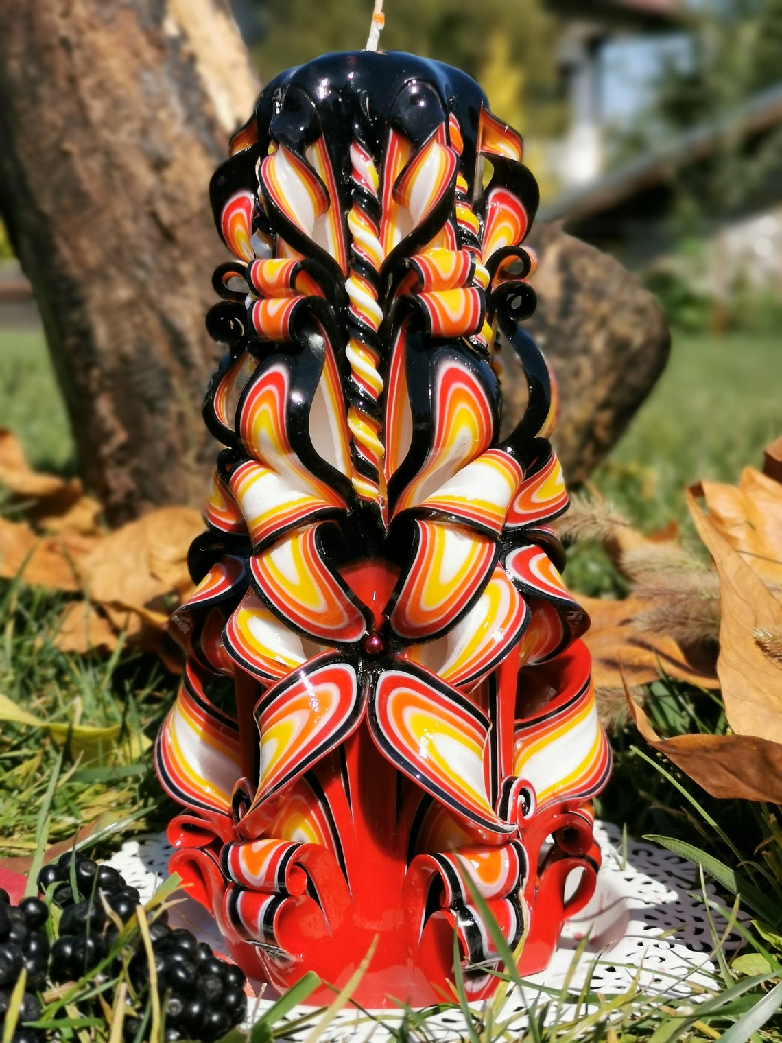 Autumn Hand Carved Candle Thanksgiving Day Decor Carved - Etsy