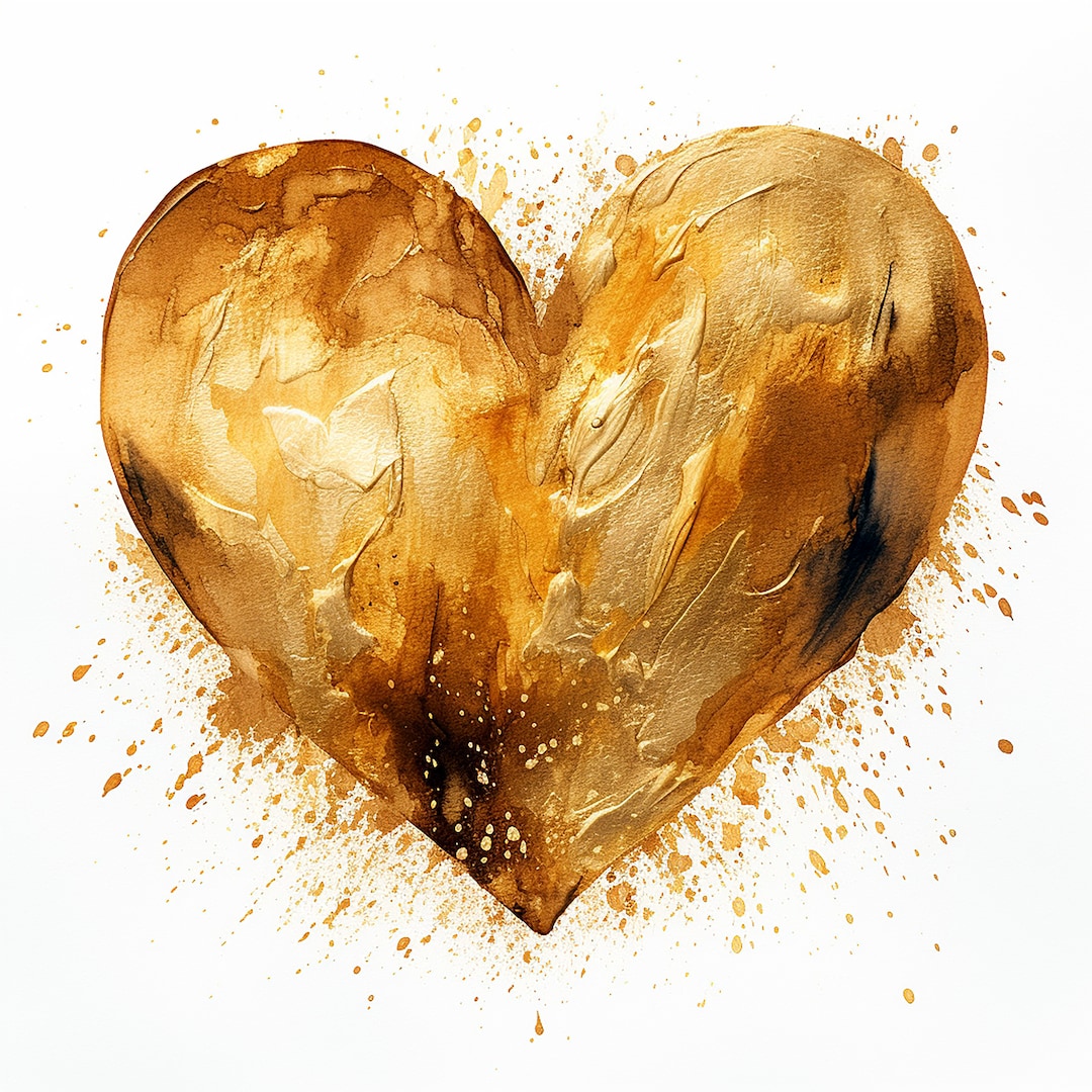 Heart of Gold Valentine Heart Digital Download -JPEG and PNG - Etsy