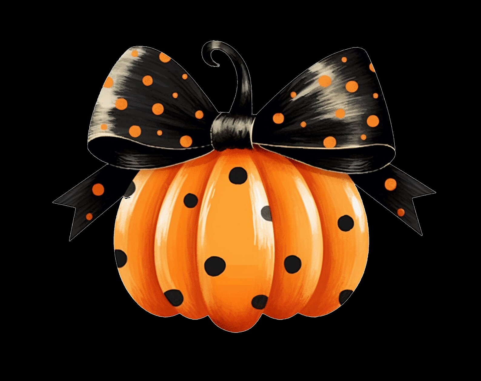 Black Bow Pumpkin Graphic: Polka Dot Jack-o-lantern (PNG, JPEG) - Etsy